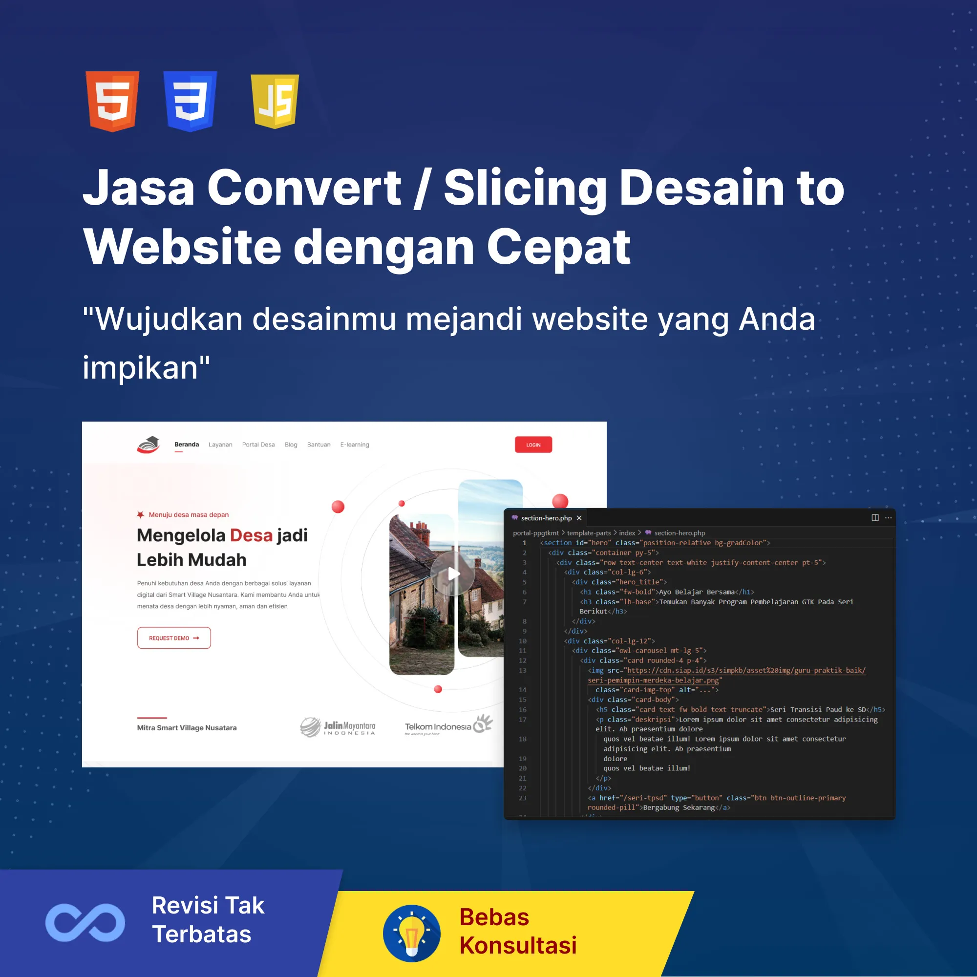 Convert / Slicing Desain Web to HTML CSS