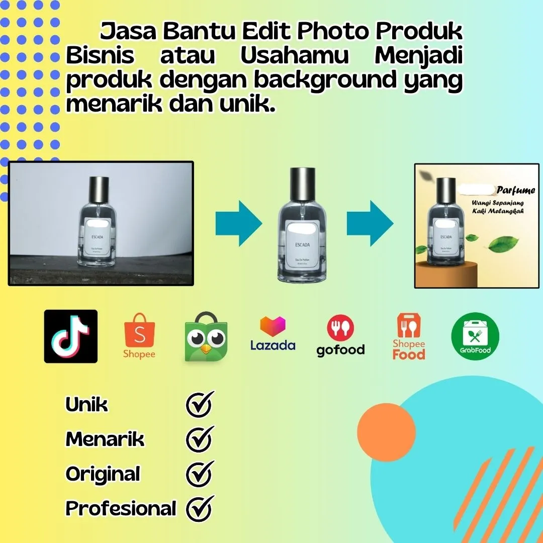 Desain background photo produk untuk marketplace