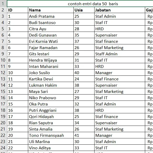 Entri data,Input Excel,dan Pengolahan Data